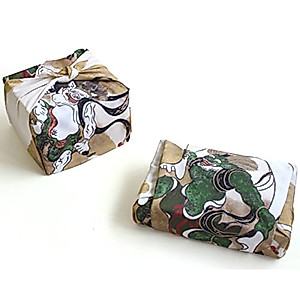 Tomerry FUROSHIKI Wrapping Cloth Japanese UKIYO-E Design 26.8x26.8 Made In Japan (Wind God and Thunder God)