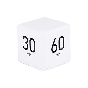 Cube Timer 5, 15, 30 and 60 Minutes for Time Management (White) Kitchen Timer, Kids Timer, Workout Timer with Adjusted Volume,Not Included Batteries