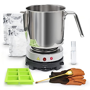 FAST METL Soap Making Kit with Electronic Hot Plate, Basic DIY Soap Making Supplies Including 1.1 lb Glycerin Soap Base, Pouring Pot, Silicon Mold for Adults and Beginners Craft Project