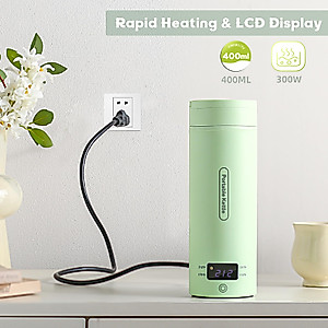 COHOLYTY Portable Electric Kettle: Travel Small Water Boiler, Heater with 4 Temperature Control, 304 Stainless Steel, With Boil Dry Protection & Fast Boil, BPA-Free, Auto Shut Off (Green)