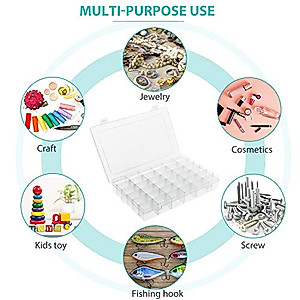Umirokin 2 Packs 36 Compartment Bead Organizer Box with Removable Dividers,Craft Organizers and Storage,Plastic Organizer Box for Tackle Rock Collection Screw Washi Tape Sewing Thread Nail