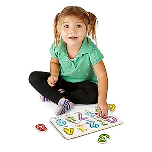 Melissa & Doug Lift & See Numbers Wooden Peg Puzzle - 10 Pieces - FSC Certified