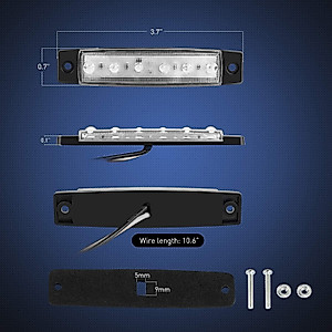 Nilight 10PCS 3.8” 6LED White LED Indicator Light Truck Camper Side Marker Light Marine Boat Stern Light Yacht Kayak Sailboat Trailer Bus RV Clearance Light 12V DC