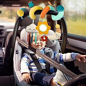 Elsonap Car Seat Toys Stroller Toys Newborn Toys Baby Toys 0-6 Months, Infant Toys 0-6 Months Baby Toys 3-6 Months for Mobile Crib Bassinet with Squeak Mirror Teether for 0 3 6 9 12 Boys Girls Babies