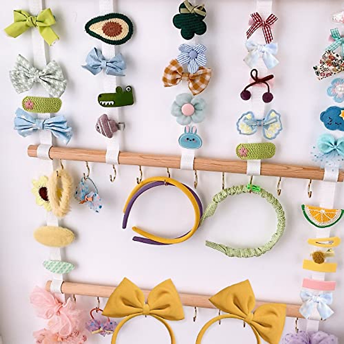 MEIXINZHI Bow Organizer for Girls Hair Bows, Baby Headband Organizer Headband Holder for Baby Girl Hair Bow Organizer for Wall, Room, Door or Closet