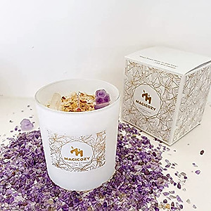 Luxury Candles, Scented Candles Giftbox with Natural Crystals, English Pear & Freesia, Aromatherapy Candles for Holiday Gifts, Home Decor, Wedding Favors and Party Decor