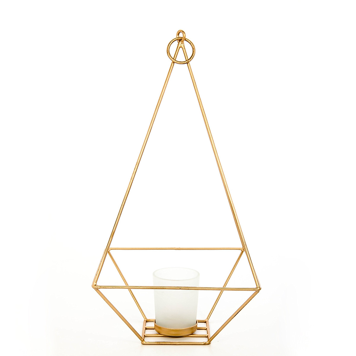 Hosley's 11.5" High, Gold Finish Tealight/Votive Holder Lantern with Votive Frosted Candle Holder. Ideal Gift for Weddings, Special Events, Parties LED Candle Gardens, Spa, Aromatherapy O5