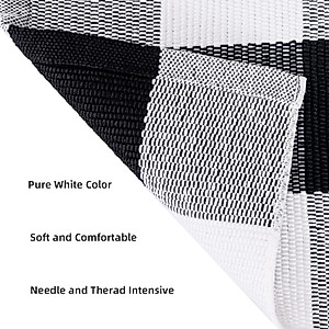 joybest Buffalo Plaid Doormats Rug 27.5 x 43 Inches Black and White Checkered Rug Cotton Hand-Woven Front Doormat Outdoor or Indoor Rugs for Front Porch, Farmhouse, Entryway