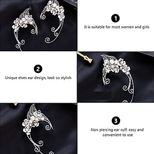 GANAZONO Elf Ear Cuffs Fairy Earrings Pearl Wing Cuff Wrap Earrings Elven Ear Clips Jewelry Gift