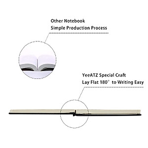 Thick Hardcover Notebook/Journal with A5 120gsm Premium Paper, College Ruled Bound with Pen Holder, Black Leather, 3 Ribbon Marker, Inner Pocket, 8.4 x 5.7 in