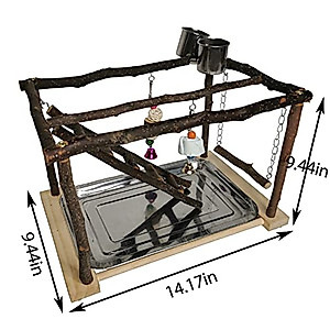 Tfwadmx Parrots Playstand Bird Play Gym Cockatiel Playground Wood Perch Stand Climb Swing Ladders Chewing Toys with Feeding Cups Exercise Activity Center for Conure Cockatiel Lovebirds