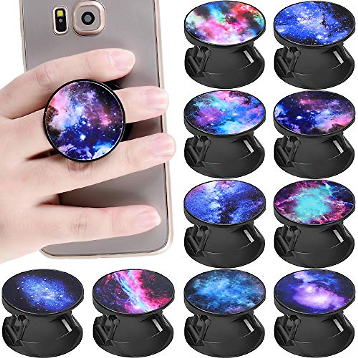 Weewooday 10 Pieces Phone Grip Holder Nebula Collapsible Phone Holder Self-Adhesive Sublimation Phone Holders for Smartphone and Tablets
