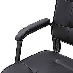 Naomi Home Mindy Office Guest Chair Set of 2, Heavy Duty Leather Executive Waiting Room Chairs, Lobby Reception Chairs with Padded Arm Rest, Conference Room Chairs Set of 2 - Black