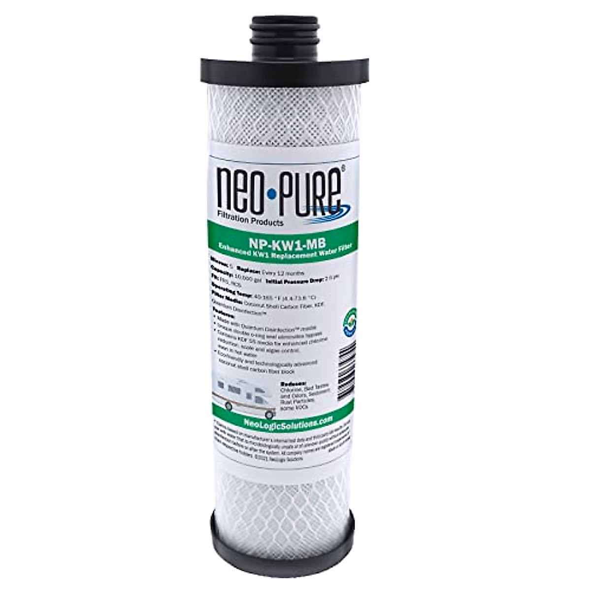 Neo-Pure NP-KW1-MB Compatible Replacement for WaterPur™ KW1 RV Water Filter- Now Available as MAX Filter- With Quantum Water Purification KDF 55 Media and Coconut Shell Carbon Fiber