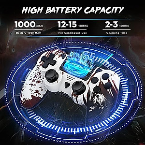 Gamrombo Wireless Controller Replacment for Playstation 4 Controller Compatible with PS4/PS4 Slim/PS4 Pro/PC/Steam/iOS/Android,with 1000mAh Battery Upgraded Analog Sticks/Turbo/6-Axis Motion Sensor