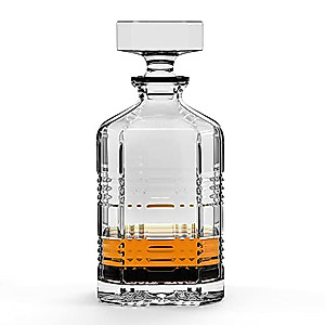 Whiskey Decanter with Sealed Irregular Stopper,Novel Lead-Free Crystal Glass Bottle, Gift for Friends,Glass Decanter for Vodka,Wine, Juice and Water (Square Lattice)