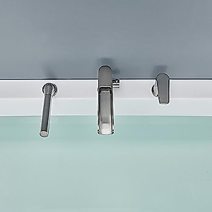 Wowkk Waterfall Roman Tub Faucet Brushed Nickel Deck Mount Bathtub Faucets Brass Tub Filler Bathroom Faucets with Hand Shower