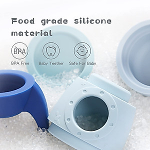 JETM·HH Silicone Rocket Stacking Toy - Space Rocket Toy - Baby Teething Toys -Early Learning Stacking Tower Educational Learning Stacking Toys Nesting Toy for Early Educational for Infants (Blue)