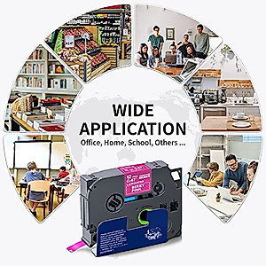 Absonic 6-Pack Label Maker Tape Compatible for Brother P Touch Label Tape Tze 12mm 0.47 Laminated Tape Tz 1/2" Colored Label for PTouch PT-D220 PT-D210 PT-H110 PT-D400 PT-1880 PT-D610BT PT-D600