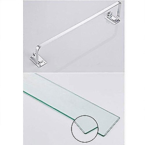 European-Style Shower Caddy Shelf Glass Floating Bathroom Wall Mount Polished Chrome Bathroom Mirror Front Storage Rack Storage (Size : 60CM)