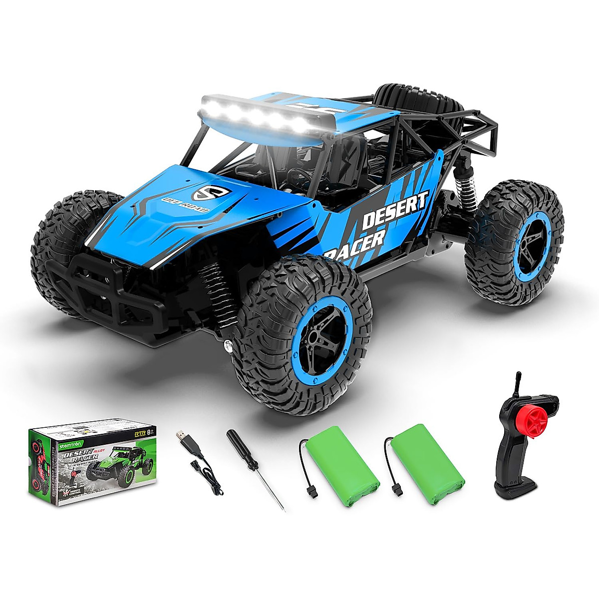 RACENT Remote Control Car, 2.4Ghz High Speed 20KPH RC Cars for Boys, 1:16 Scale All Terrain Monster Truck Off Road RC Truck (Green and Blue)