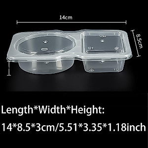 5PCS Double Compartment Condiment Containers with Lids, Portable Reusable Sauce Container,2 Compartment Snack Containers for Condiments or Dips, 2024 New Disposable 2 Compartment Snack Containers
