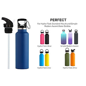 Straw Lid for Hydro Flask Standard Mouth - Replacement Straw Lids, Compatible with Simple Modern Ascent Lid for 1.91" Mouth 18 oz, 21 oz, 24 oz Insulated Water Bottle Flip Top (A-2PC)