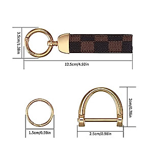 ALAHUGYEF Car Keychains, PU Car Key Chains with Zinc Alloy Ring, Universal Key Chains for Men and Women, Car Key Accessories - Brown Plaid