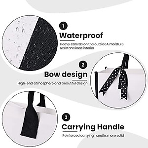 Aduewik 8 Pack Canvas Tote Bags Initial Classic Black and White Present Bag Personalized Canvas Beach Bag for Wedding, Birthday, Beach, Holiday