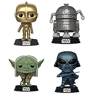 Funko POP! Star Wars: Concept Series - Yoda, Darth Vader, R2-D2 and C3-PO - 4 Pack - Amazon Exclusive - Collectable Vinyl Figure - Gift Idea - Official Merchandise - Toys for Kids & Adults