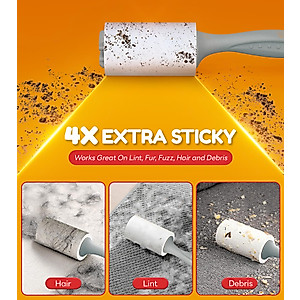 MONSEK Lint Rollers 525 Sheets Mega Value Set, 4X Extra Sticky Lint Roller for Pet Hair, Pet Hair Remover with 2 Upgraded Handle 5 Rollers, Portable Lint Remover for Clothes, Furniture, Dog & Cat Hair