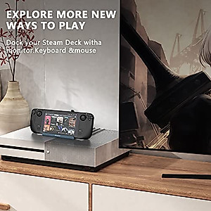 MVRPDXC Docking Station for Steam Deck & ROG Ally, 7-in-1 Steam Deck & Legion Go Dock with HDMI 2.0 4K@60Hz, Gigabit Ethernet, USB 2.0, 2 USB 3.1 Gen1, USB-C 3.1 Gen1and Full Speed Charging USB-C Port