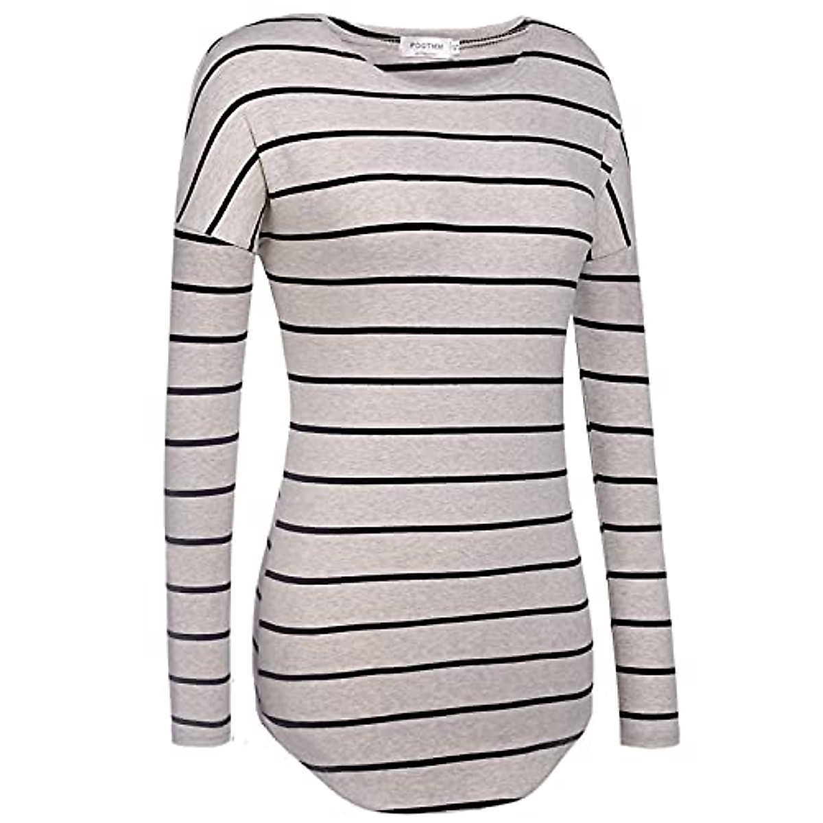 POGTMM Womens Casual Long Sleeve Shirts Blouse Fall Long Tops Loose Fit (Small,Gray Khaki)