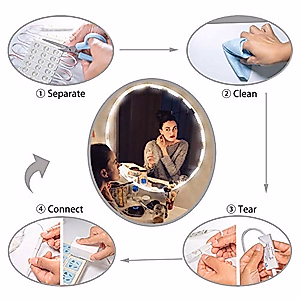 Kintion LED Vanity Mirror Light, Dimmable Hollywood Style 13ft(4m) Ultra Bright White Led Mirror Lights, with RF Remote, for Full Body Mirror, Makeup Vanity Table & Bathroom Mirror(Mirror Not Include)