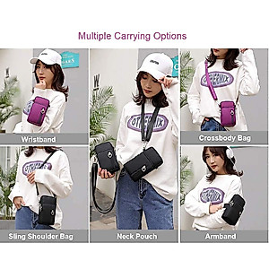 Women Cell Phone Purse Small Crossbody Bag Armband Wallet for iPhone 15 14 13 Pro 12 Mini 11 Pro Max SE XR X Samsung Galaxy S22 S23 Plus S21 S20 S10e A54 A53 Google Pixel 8 7a 7 6a 6 TCL 30 Z (Black)