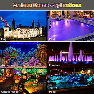 CREPOW RGB Pond Lights, Super Bright LED Underwater Submersible Colorful Landscape Spotlights, 98ft Remote Control IP68 Waterproof Fountain Lights for Fish Aquarium Tank Garden Yard Pool (Set of 3)