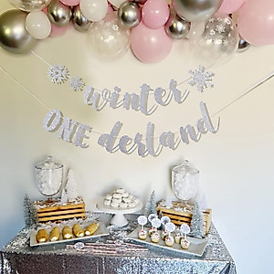 Winter Onederland Snowflake Banner - Winter/snowflake 1st Birthday,winter Party Decorations,silver Snowflake Banner,winter Onederland Birthday Sign