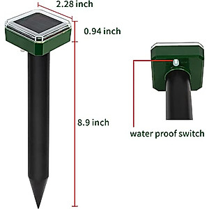 6 PK Solar Mole Repellent Outdoor Ultrasonic Gopher Control Spikes, Groundhog Repeller Snake Rodent Gopher Spikes Chaser Pest (6)