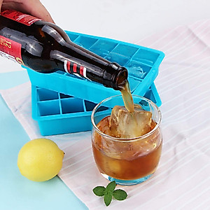 Webake Ice Cube Trays Silicone Ice Cube Molds, 15 Cavity Whisky Ice Cube Tray, Easy Release, BPA Free, Flexible Pack of 3