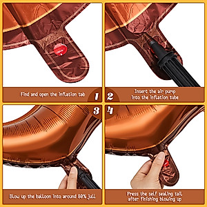 Wettarn 12 Pcs Western Cow Boot Balloons 30 Inch Cowgirl Cowboy Balloons Foil Balloon for Last Rodeo Bachelorette Party, Cowgirl Cowboy Birthday Decorations Supplies(Brown)
