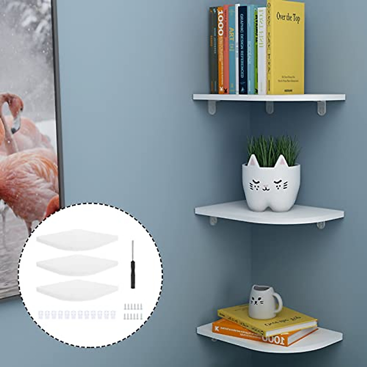 iplusmile Corner Wall Shelf Set of 3, Wall Mounted Floating Corner Shelves, Wall Storage Display Shelves for Home Décor, Bedroom Bathroom