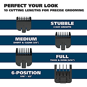 Wahl Clipper Rechargeable Beard Trimmer With Travel Lock, Self-sharpening Blades, and 10 Different Trimming Lengths – Model 9916-817V