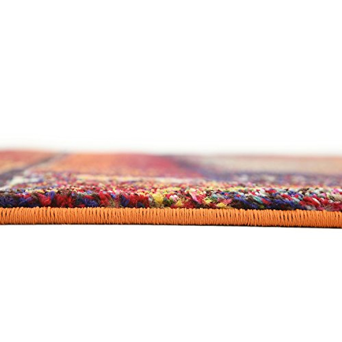 Unique Loom Estrella Collection Rustic, Distressed, Modern, Abstract Area Rug, 5 ft x 8 ft, Orange/Black