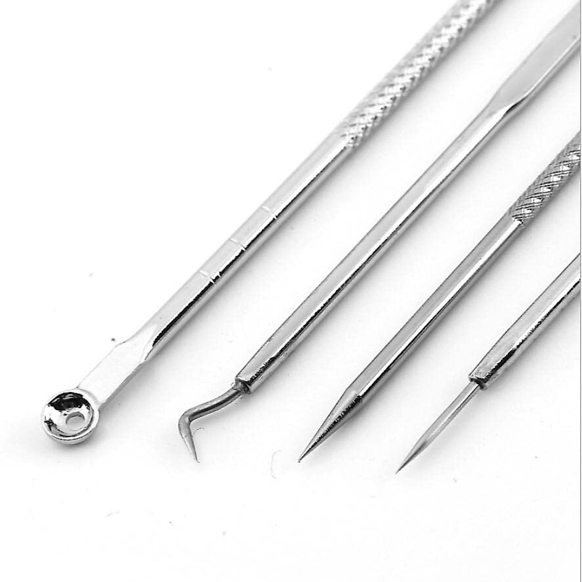 Blackhead Remover Pimple Comedone Extractor Tool Best Acne Removal Kit - Treatment for Blemish, Whitehead Popping, Zit Removing for Nose Face Skin with Case (Sliver, 4 Piece Set)