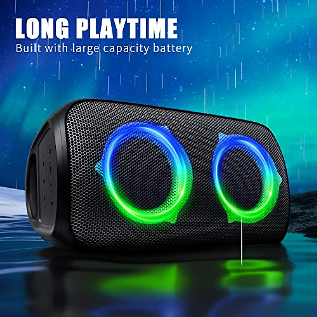 Ortizan 80W Powerful Portable Bluetooth Party Speaker, Extra Deep Bass, Loud 105dB Sound IPX4 Outdoor Wireless Bluetooth Speakers with Dynamic Light Show, Wireless Microphone, 24H Playtime(Black)
