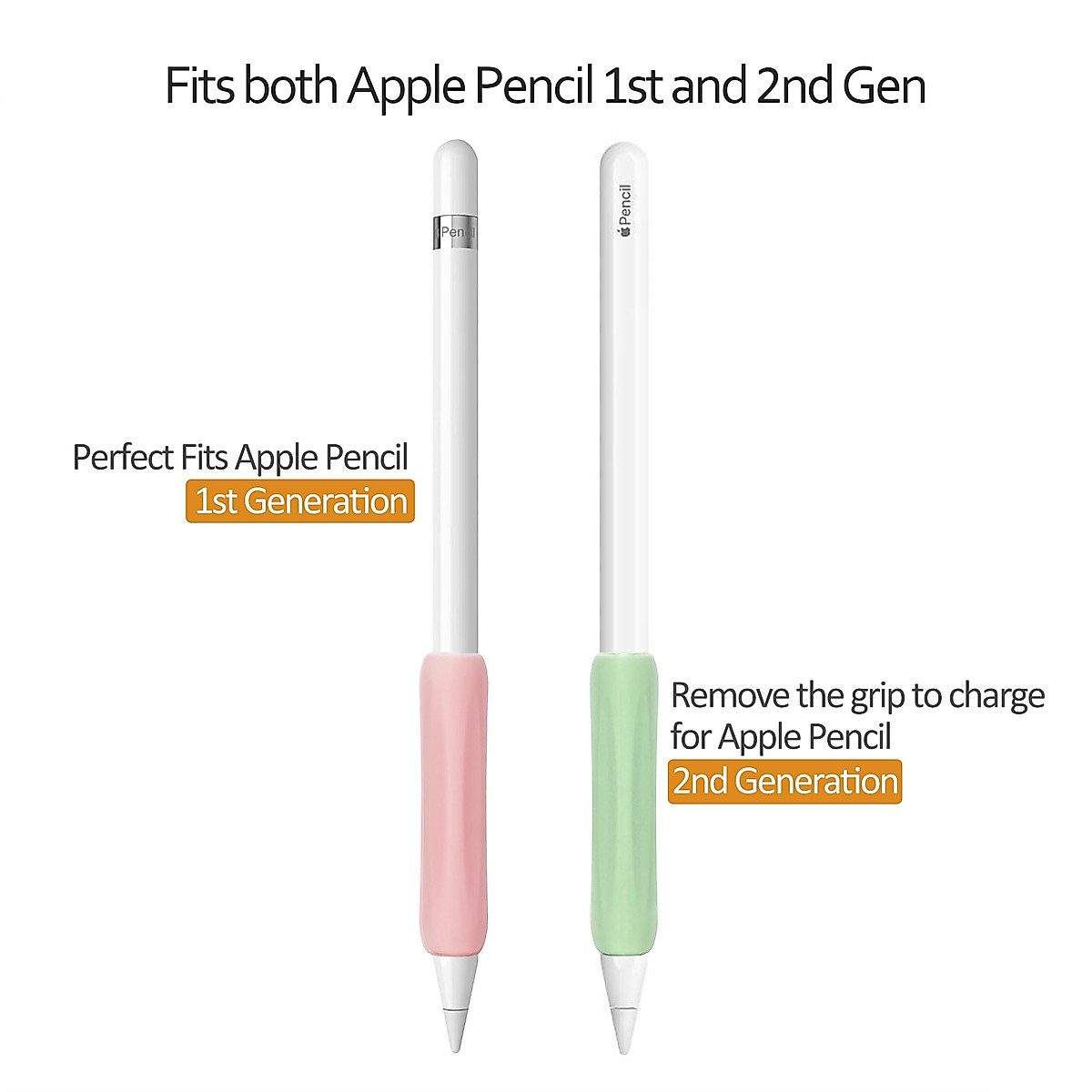 KELIFANG Silicone Ergonomic Grip Holder 3 Pack Compatible with Apple Pencil 1st, 2nd Generation & Pencil (USB-C), Apple Pencil Pro 2024, Protective Sleeve Cover Case Accessories(Pink, White, Green)