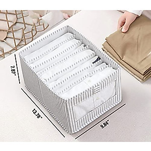 Lallamotion 2PCS Drawer Organizers for Clothing, 7 Grids Wardrobe Clothes Organizer, Clothes Drawer Organizer, Drawer Organizer Clothes, Jeans, Sweater, T-Shirts