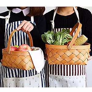 Garneck Wicker Basket with Handle Seagrass Basket,Handmade Rattan Storage Basket Houseware Storage Container Handwoven Straw Seaweed Basket Organizer with Handle Size M