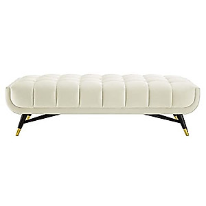 Modway EEI-4241 Adept 60" Performance Velvet Bench in Ivory, 60 Inches