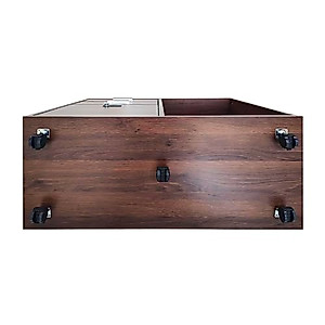 Wood File Cabinet with Coded Lock, File Cabinet for Home Office, Office Storage Cabinet with 3 Drawers and Open Storage Shelves, Filing Cabinet with Wheels, Brown Oak